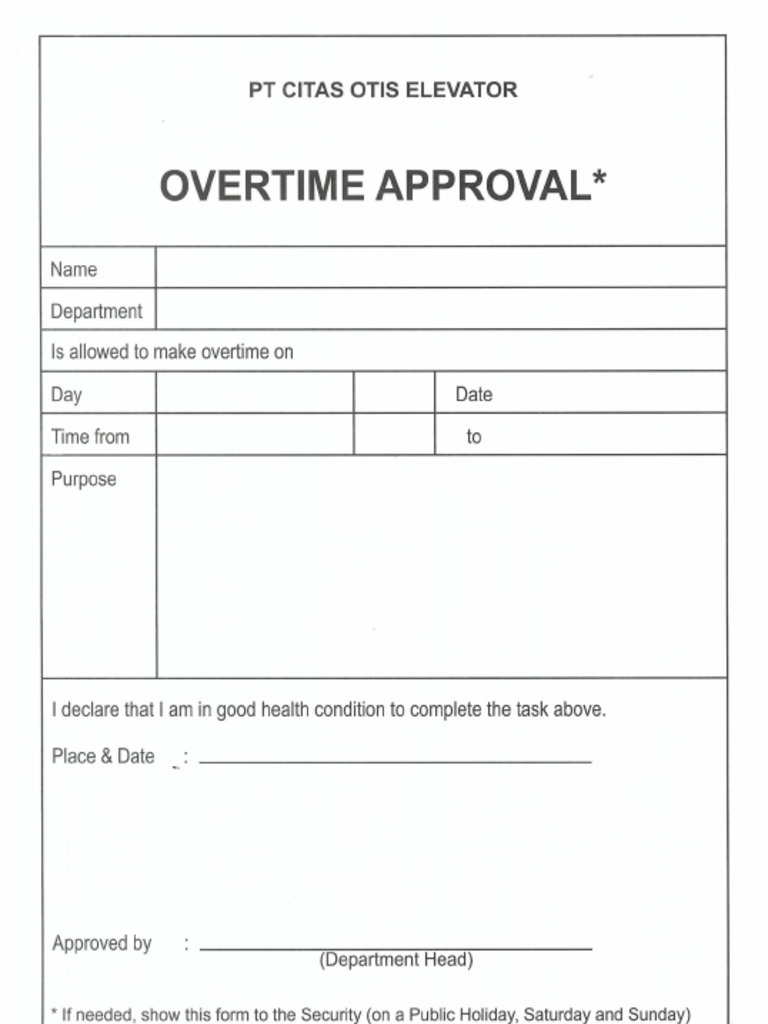 Form Overtime Approval OT | PDF