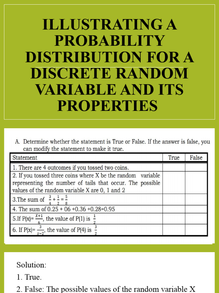 WK 1 Lesson 4 Illustrating Probability and Its Properties | PDF | Probability Distribution ...