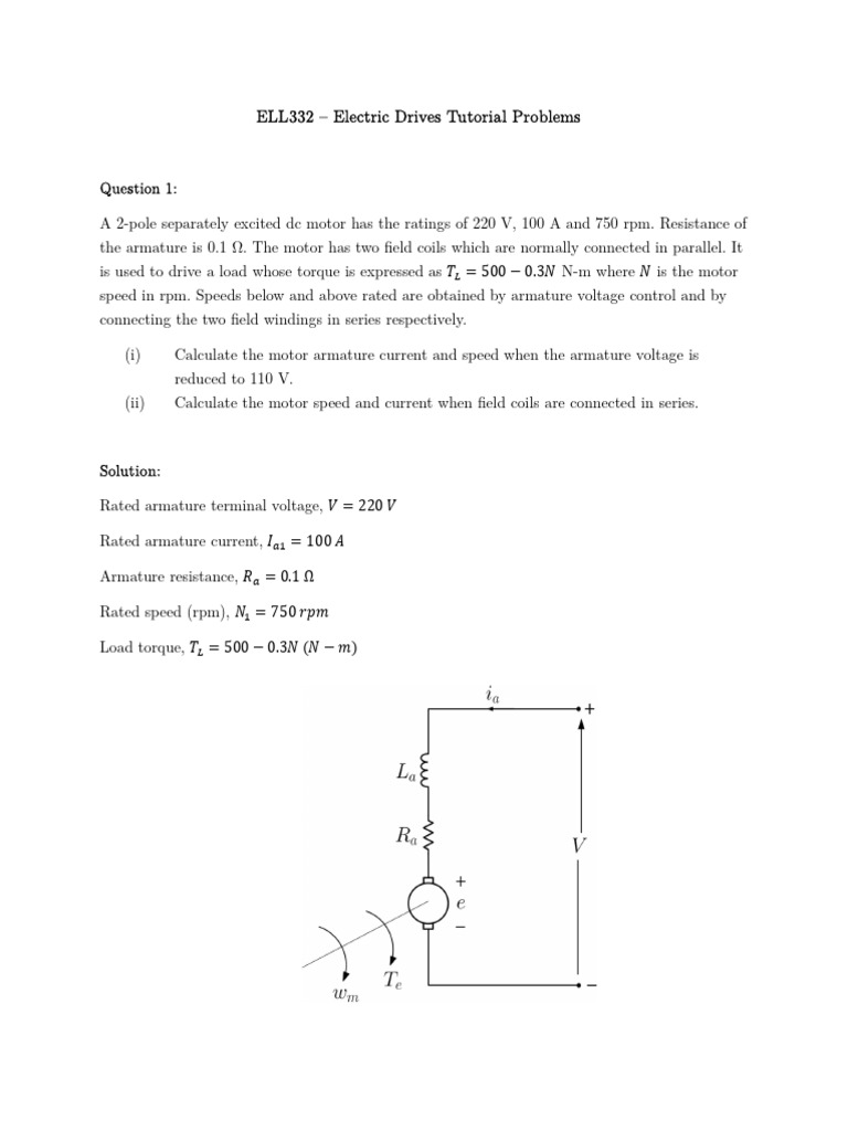Tutorial Ans 1 | PDF | Electric Motor | Rectifier