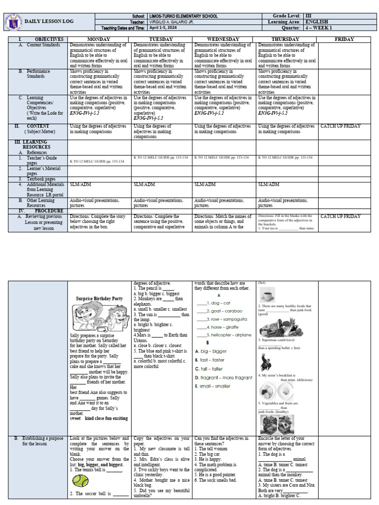 Eng3 - Q4 - Week 1 | PDF | Adjective | Linguistics