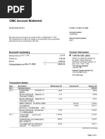 CIBC Account Statement | PDF | Debit Card | Visa Inc.