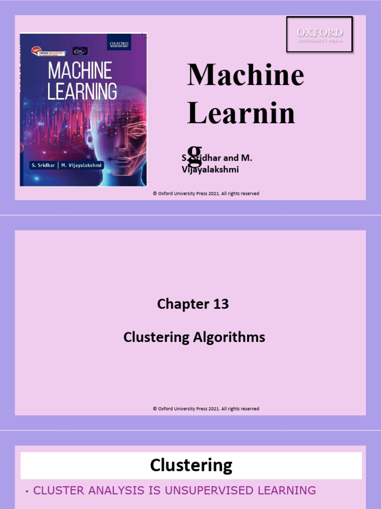 Chapter 13 Clustering Algorithms | PDF | Cluster Analysis | Learning