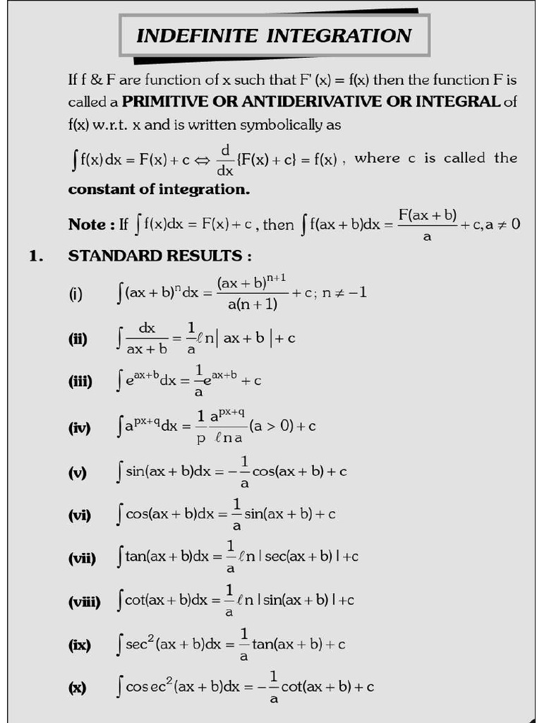 Indefinite Integration | PDF