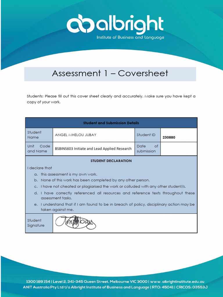 BSBINS603 Assessment 1 (Word Version) BSBINS603 Assessment 1 | PDF | Data Analysis | Statistics