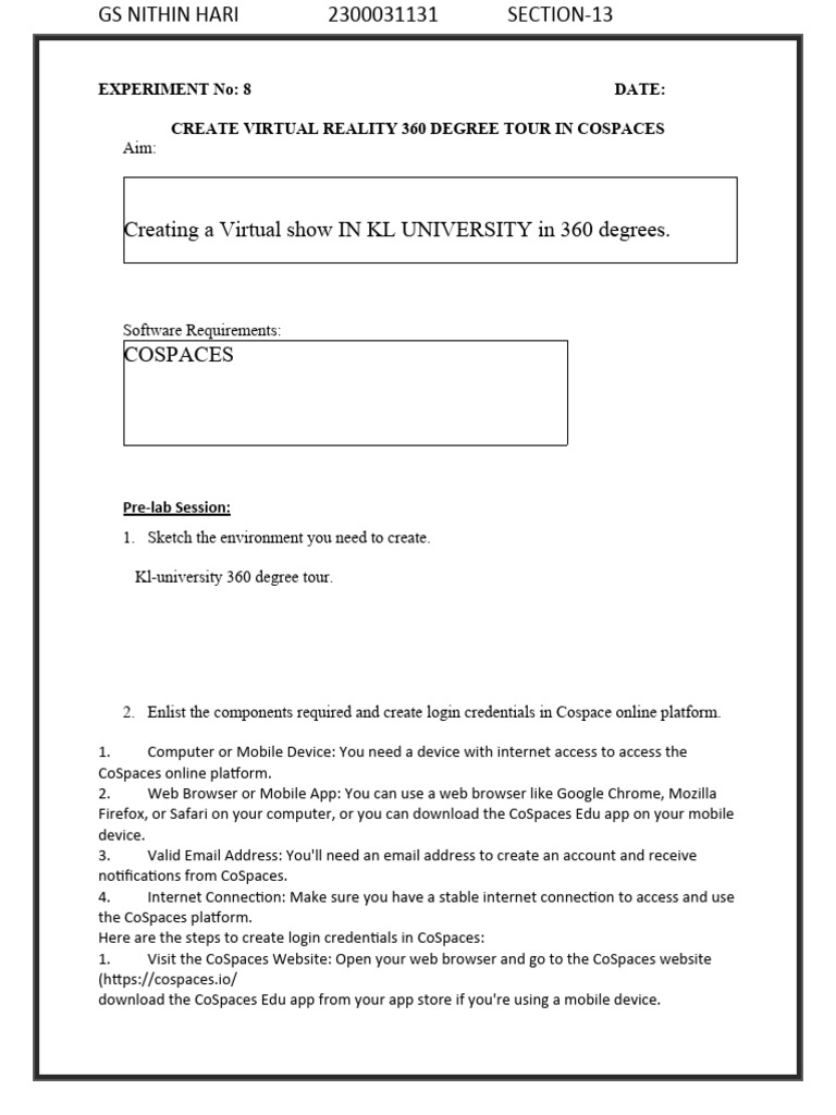 Exp - 8 - VR Tour | PDF | Virtual Reality | Login