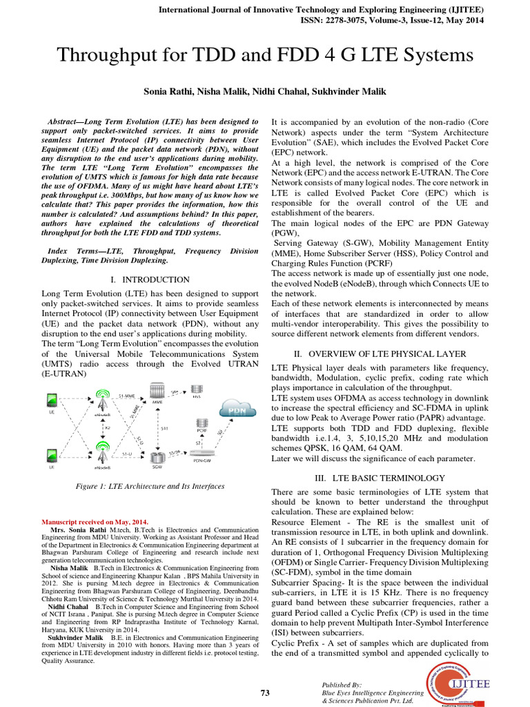Throughput For TDD and FDD 4 G LTE Syste | PDF | Lte (Telecommunication ... Throughput For TDD and FDD 4 G LTE Syste | PDF | Lte (Telecommunication ...