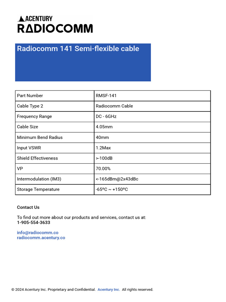 RMSF-141-Radiocomm 141 Semi-Flexible Cable | PDF