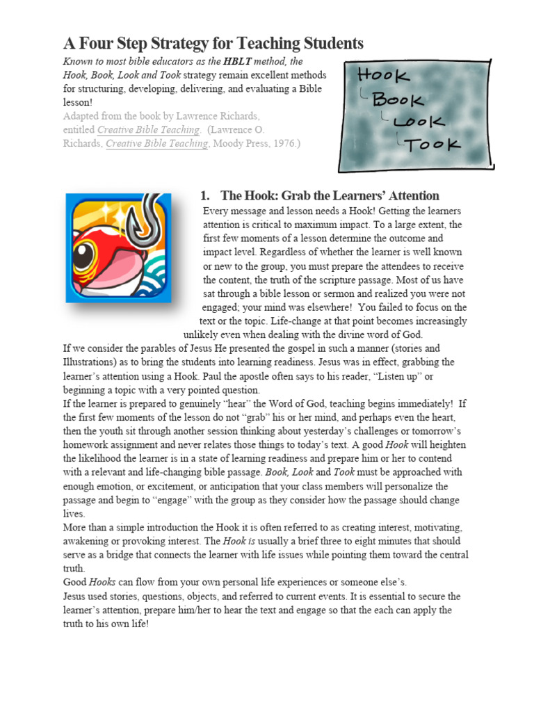 Hook Book Look Took 4 Part Strategy For Teaching | PDF | Bible | Learning