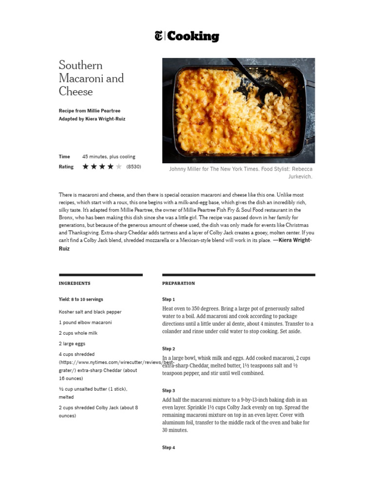 Millie Peartree's Southern Mac and Cheese | PDF | Macaroni And Cheese ...