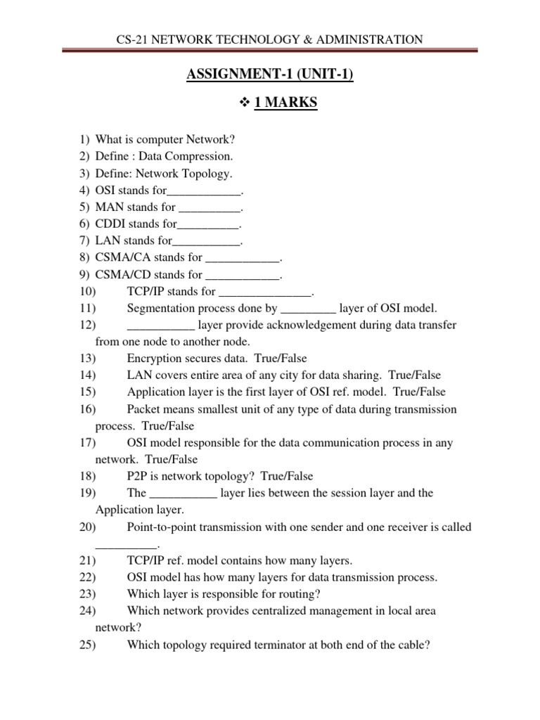 Networking Assignment 1 | PDF | Computer Network | Osi Model