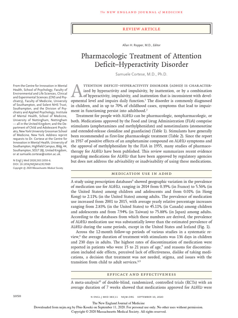 Tdah - Review | PDF | Attention Deficit Hyperactivity Disorder | Stimulant