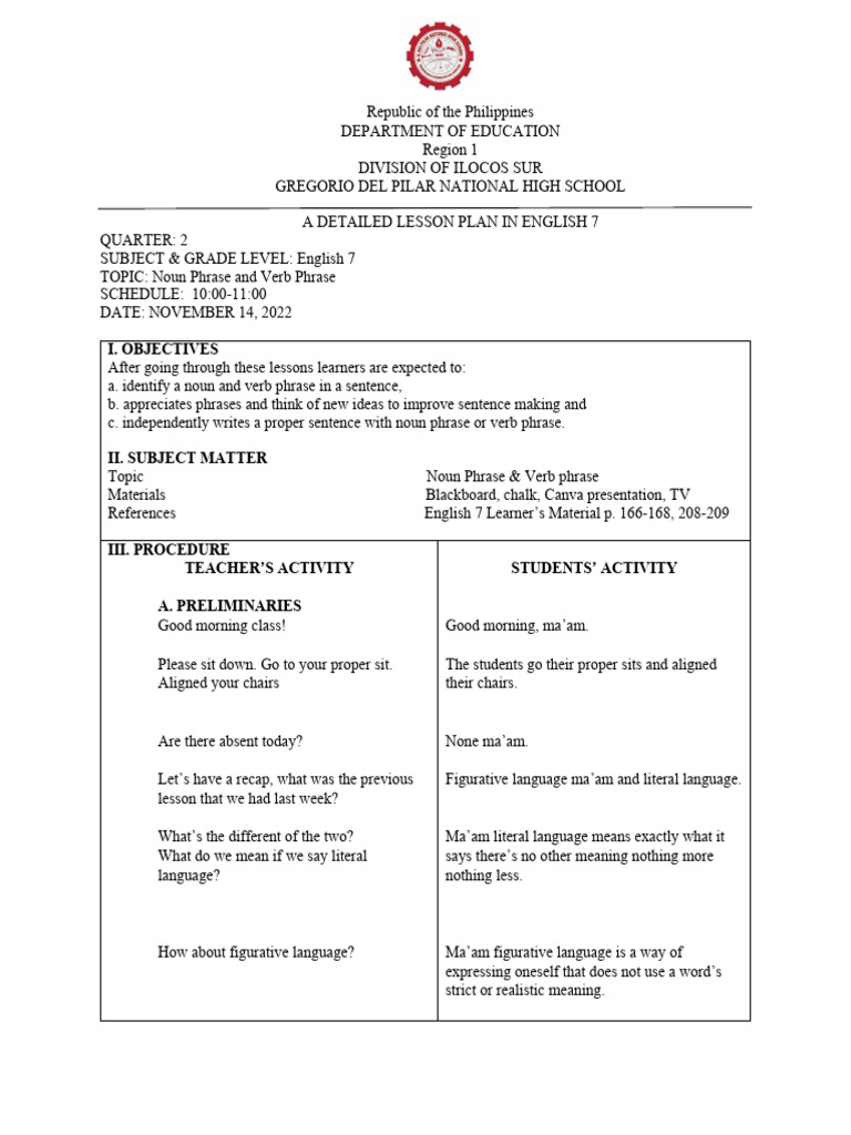 Dlp 7 L3 Pdf Verb Phrase