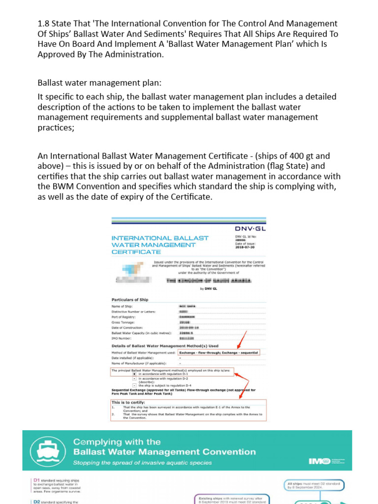 1.8 Ballast Water Management | PDF | Ships | Water