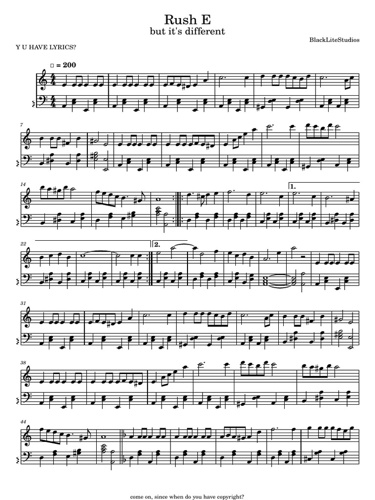 Rush E Sheet Music Boss Rush E | PDF