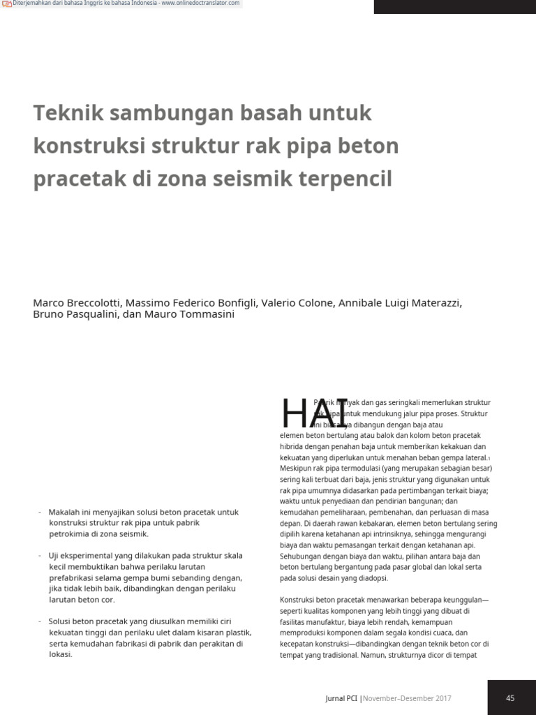 Wet-Joint Techniques For The Construction of Precast Concrete Pipe Rack ...
