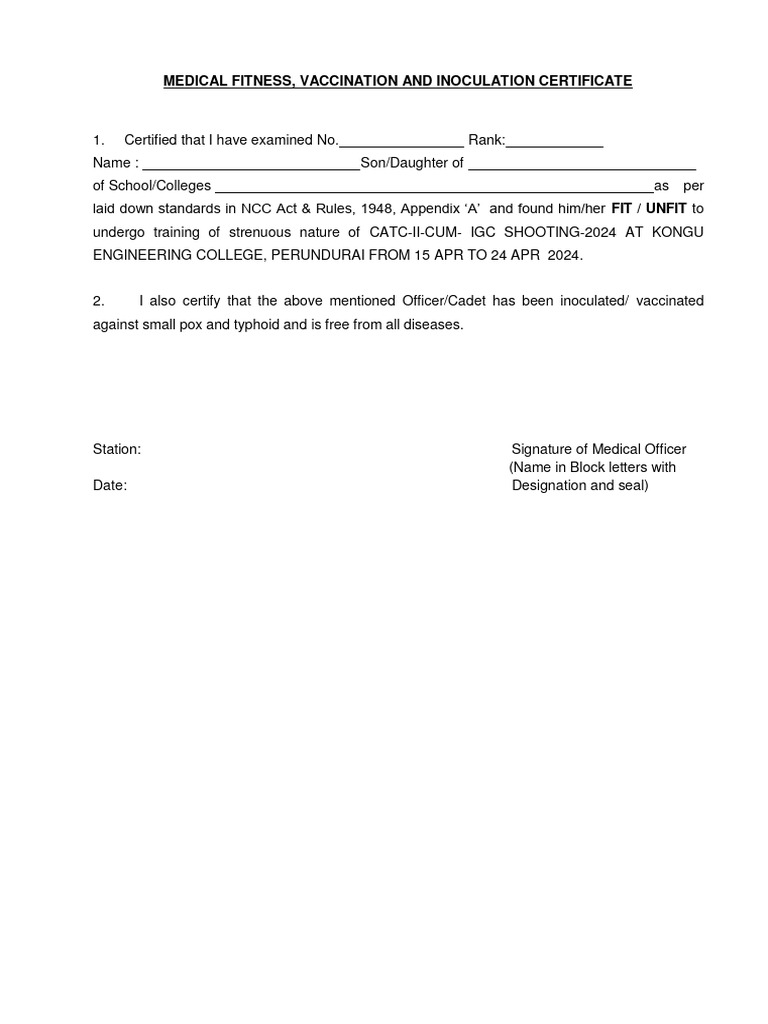 NCC Camp Medical and Consent Forms | PDF