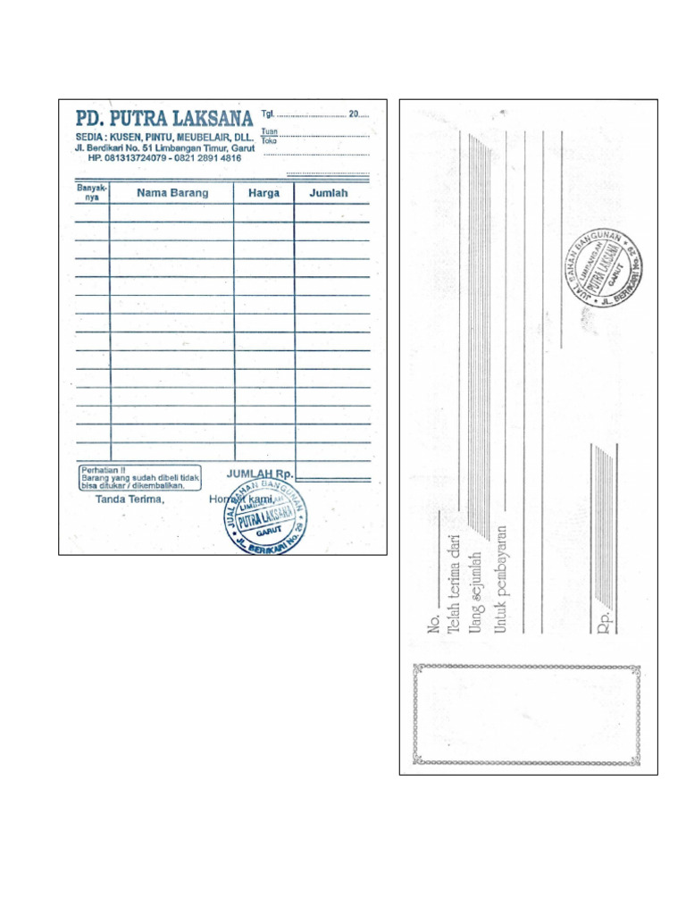 Nota Dan Kuitansi PD Putra | PDF