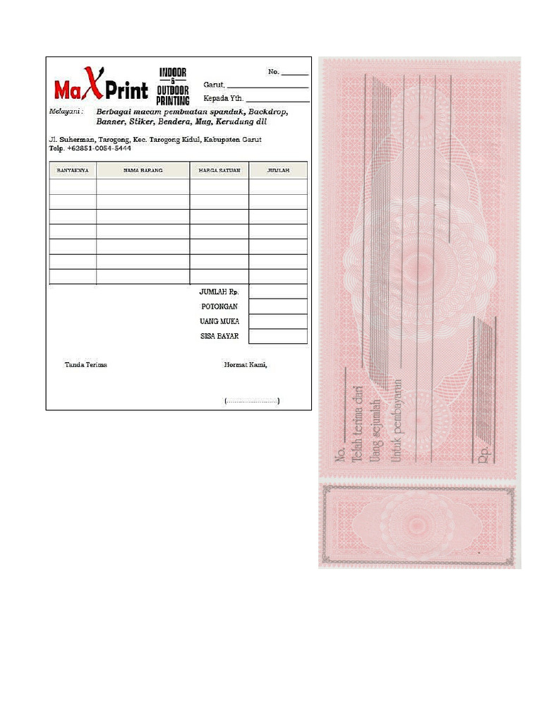 Nota Dan Kuitansi Maxprint Prin | PDF