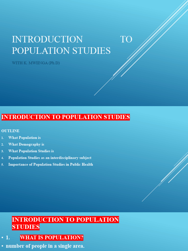 Intro To Population Studies | PDF | Demography | Population