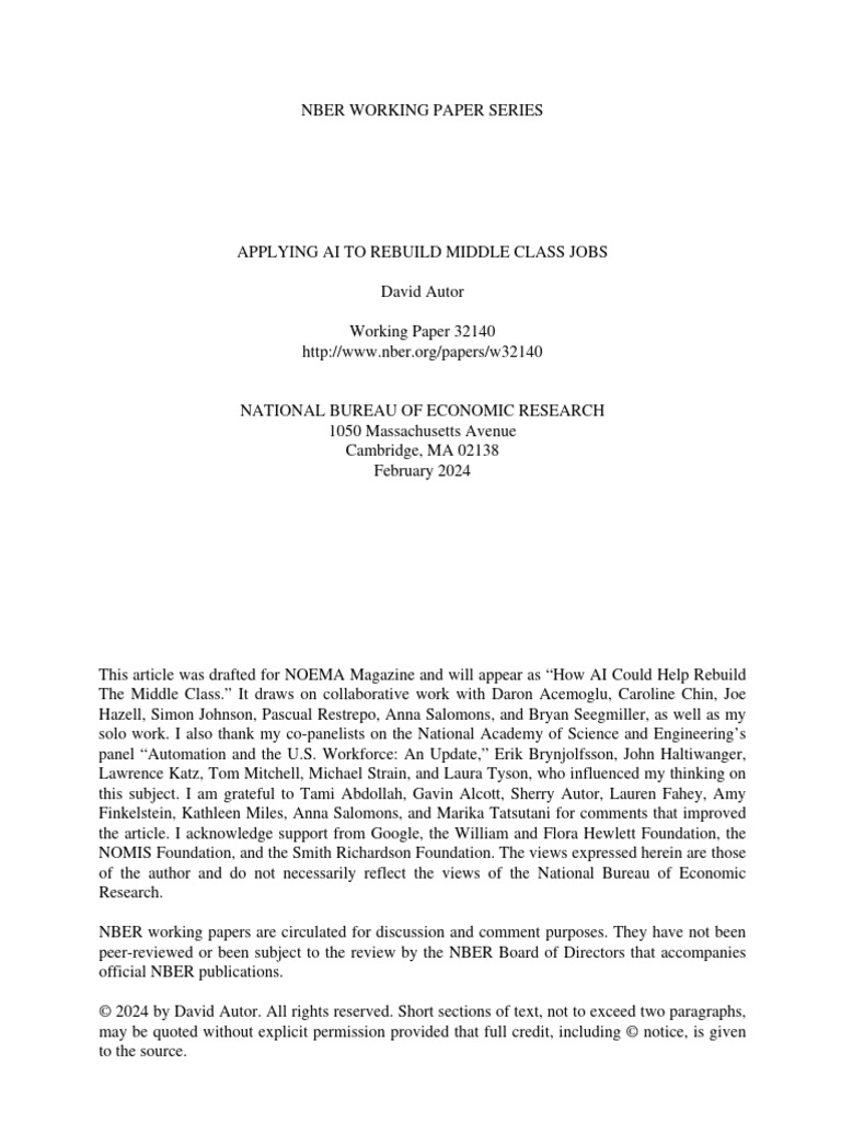 Applying Ai To Rebuild Middle Class Jobs | PDF | Artificial ... Applying Ai To Rebuild Middle Class Jobs | PDF | Artificial ...
