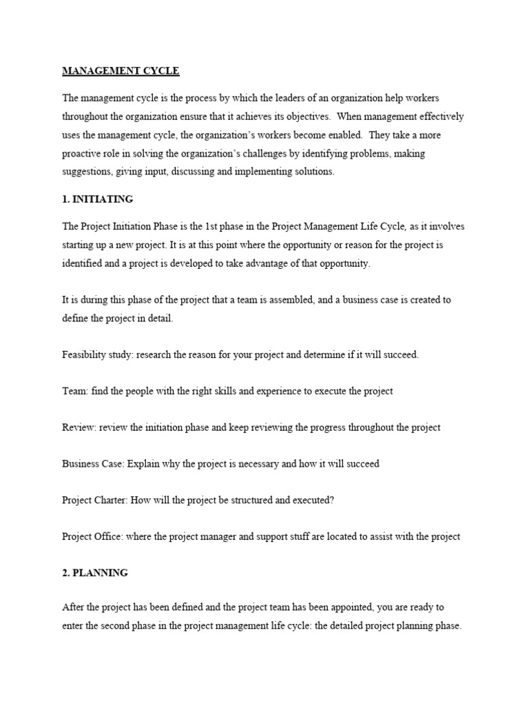 Management Cycle | PDF | Project Management | Incentive