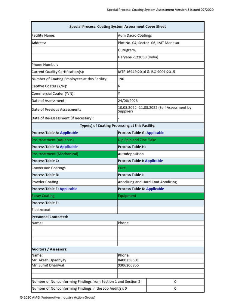 Cqi - 12 - Audit Report of Aum Dacro 24.06.2023 | PDF | Specification ... Cqi - 12 - Audit Report of Aum Dacro 24.06.2023 | PDF | Specification ...
