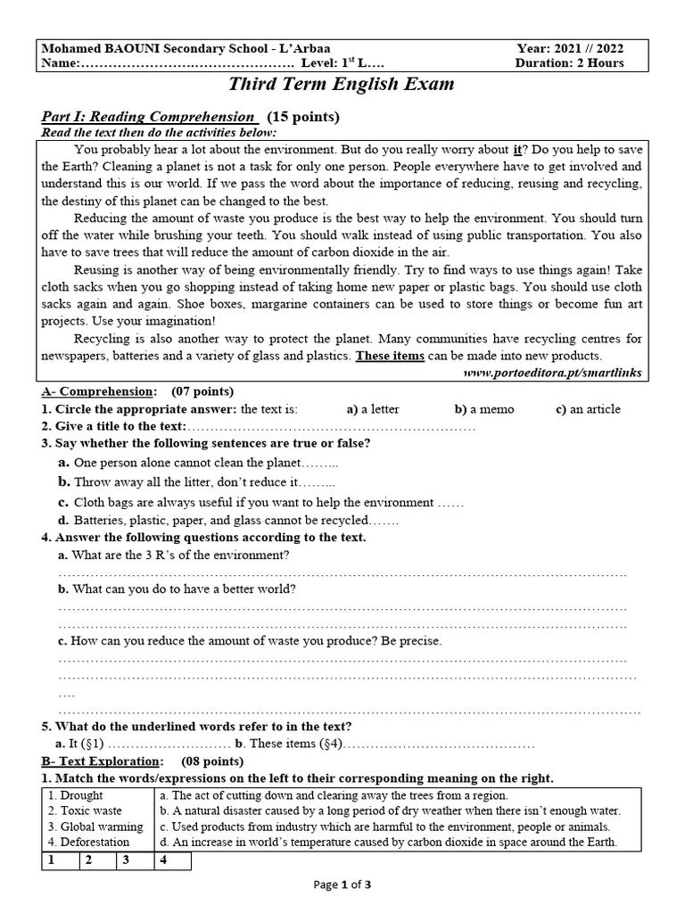 2nd Exam 1st L 2018 | PDF | Pollution | Fossil Fuels