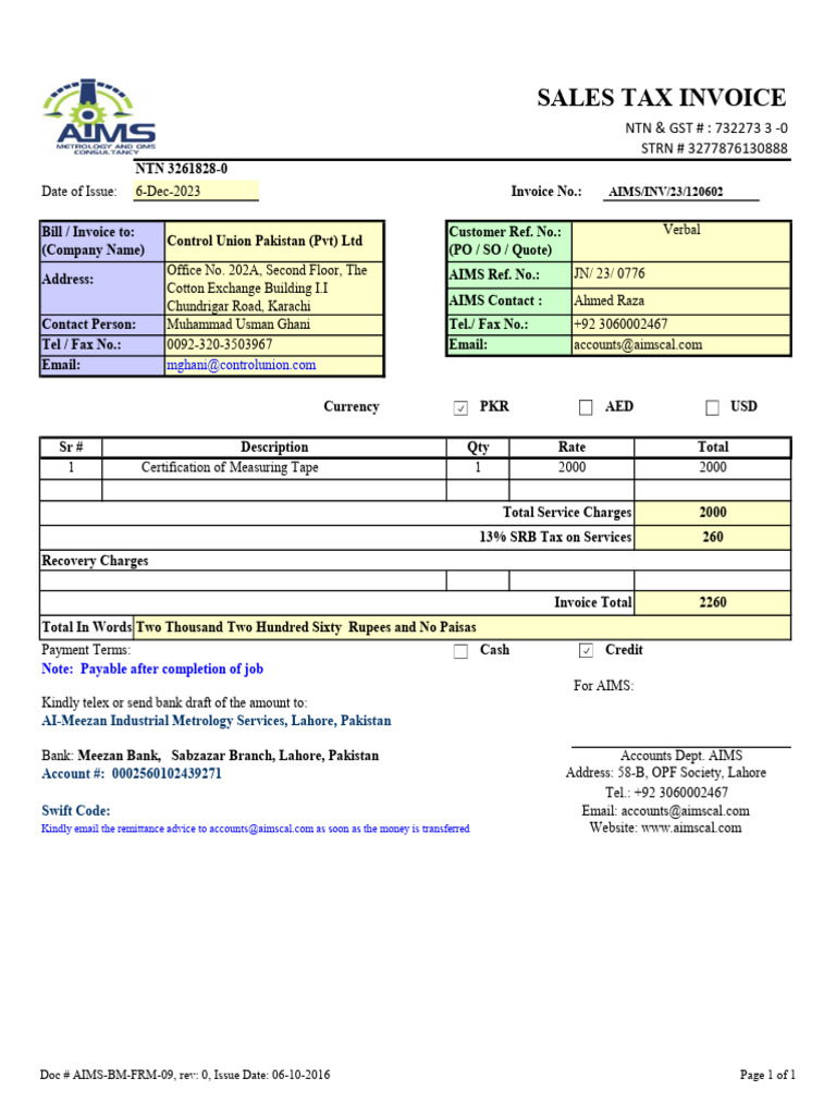 11541control Union | PDF | Invoice | Banking