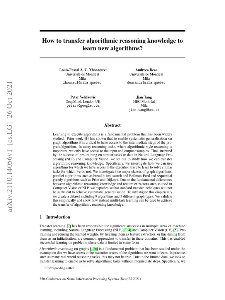 How To Transfer Algorithmic Reasoning Knowledge To Learn New Algorithms Download Free Pdf