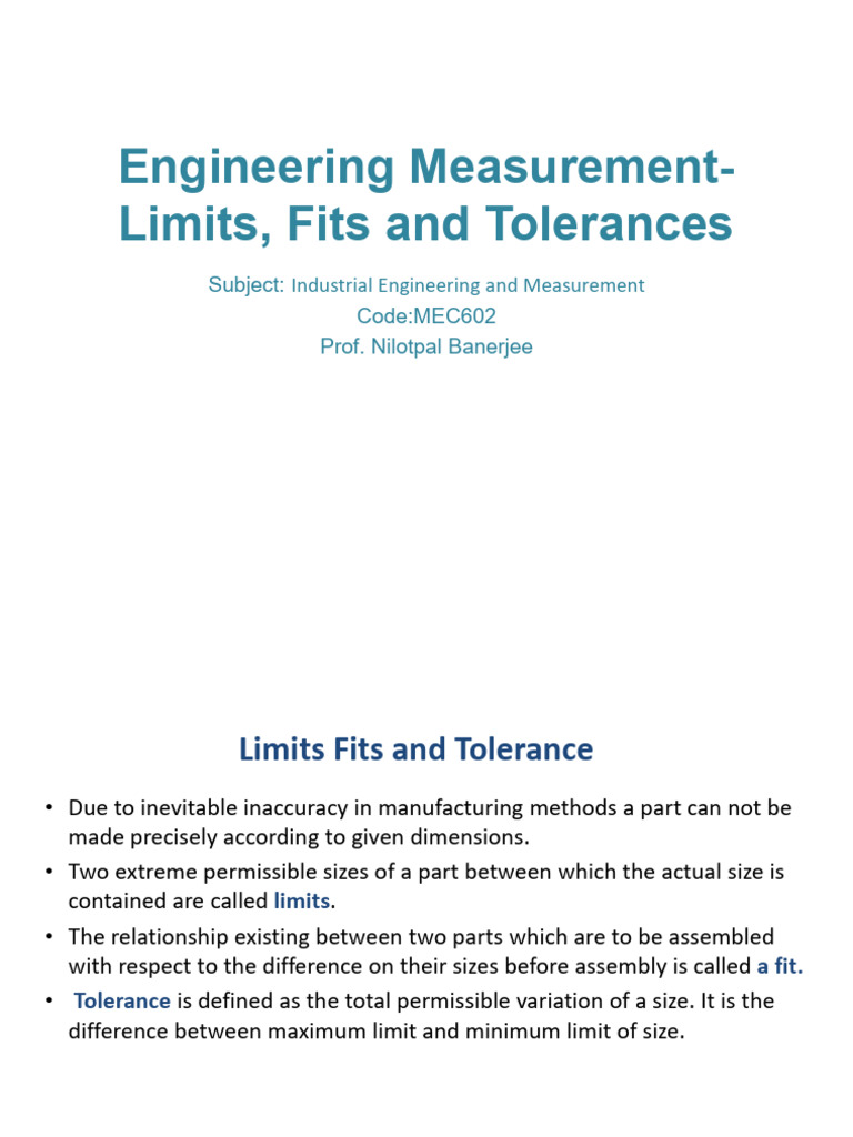 Limits Fits and Tolerances - NB 001 | PDF | Engineering Tolerance | Applied Mathematics