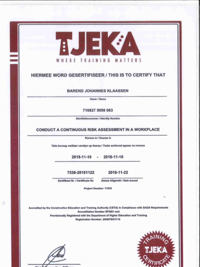 tjeka certificate | PDF