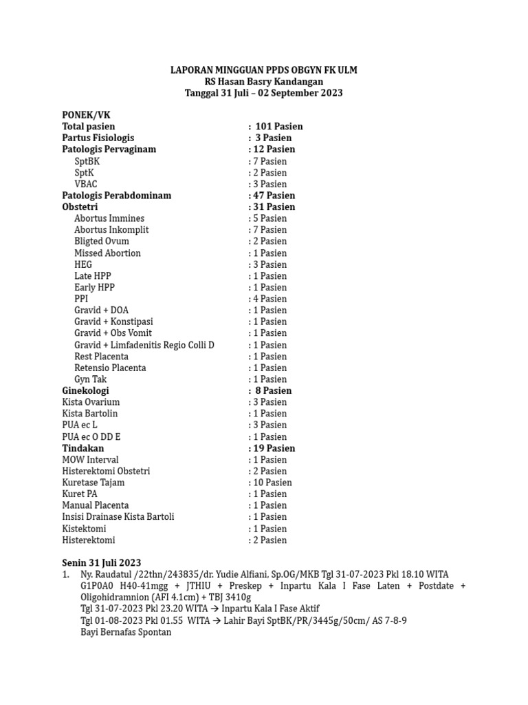 Weekly RSHB Minggu I S:D V GAT | PDF | Reproduction | Maternal Health