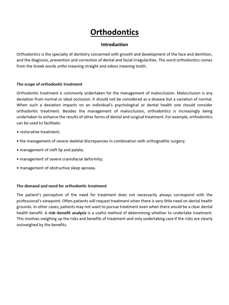 Orthodontics: The Scope of Orthodontic Treatment | PDF | Human Tooth ...