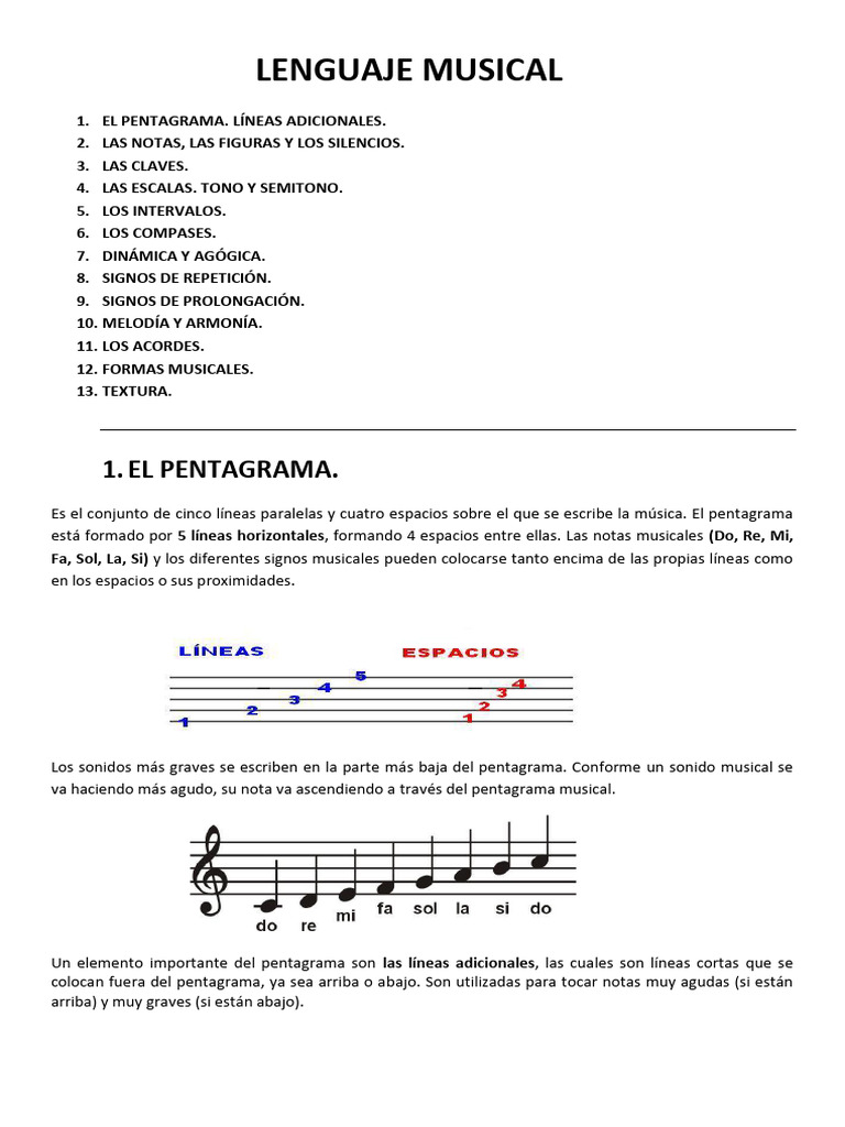 LENGUAJE MUSICAL | PDF | Escala (música) | Clave