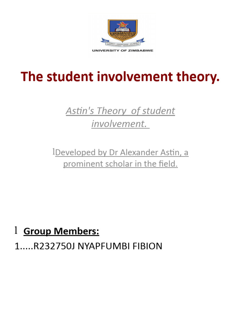 Astin's Theory of Student Involvement | PDF | Psychological Concepts ... Astin's Theory of Student Involvement | PDF | Psychological Concepts ...
