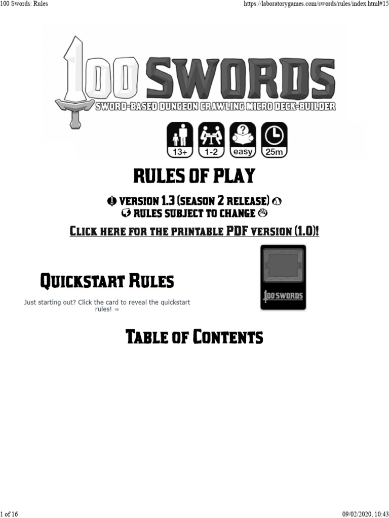 100 swords | PDF | Playing Cards