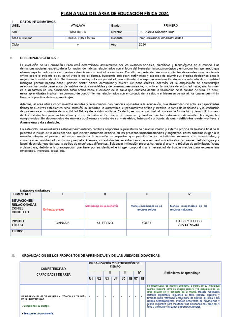 Plan Anual de Educación Física Primer Grado | PDF | Evaluación | Aprendizaje