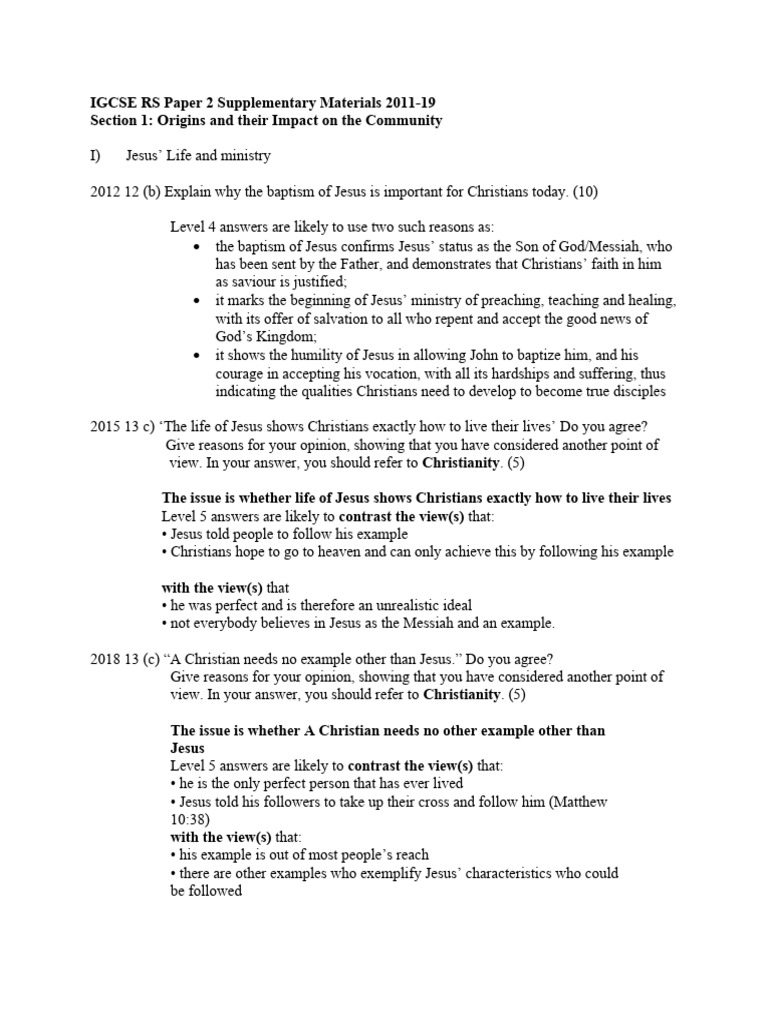 IGCSE RS Revision Notes: Jesus' Teachings | PDF | Eucharist | Jesus