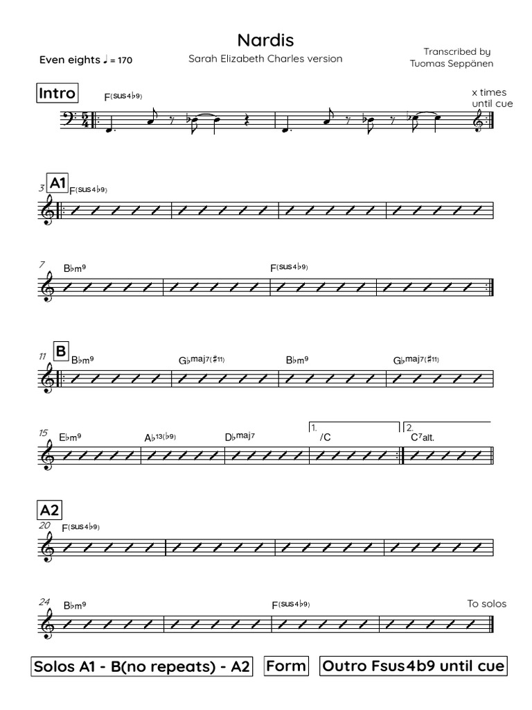 Nardis Lead Sheet - Sarah Elizabeth Charles | PDF