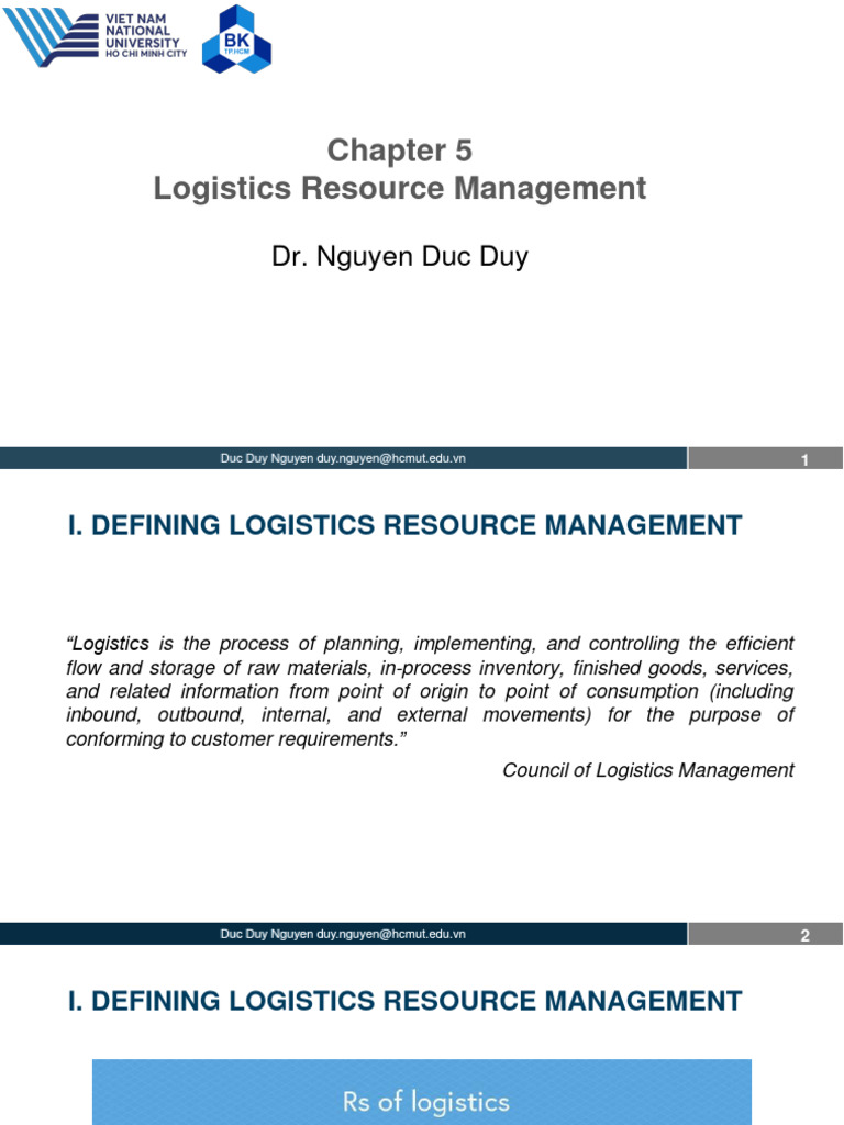 Logistics Resource Management Guide | PDF | Logistics | Supply Chain