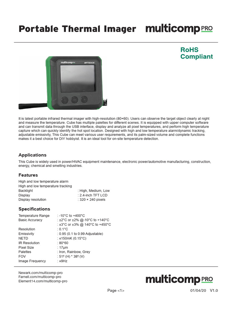 Portable Thermal Imager: Applications | PDF | Infrared | Electronics