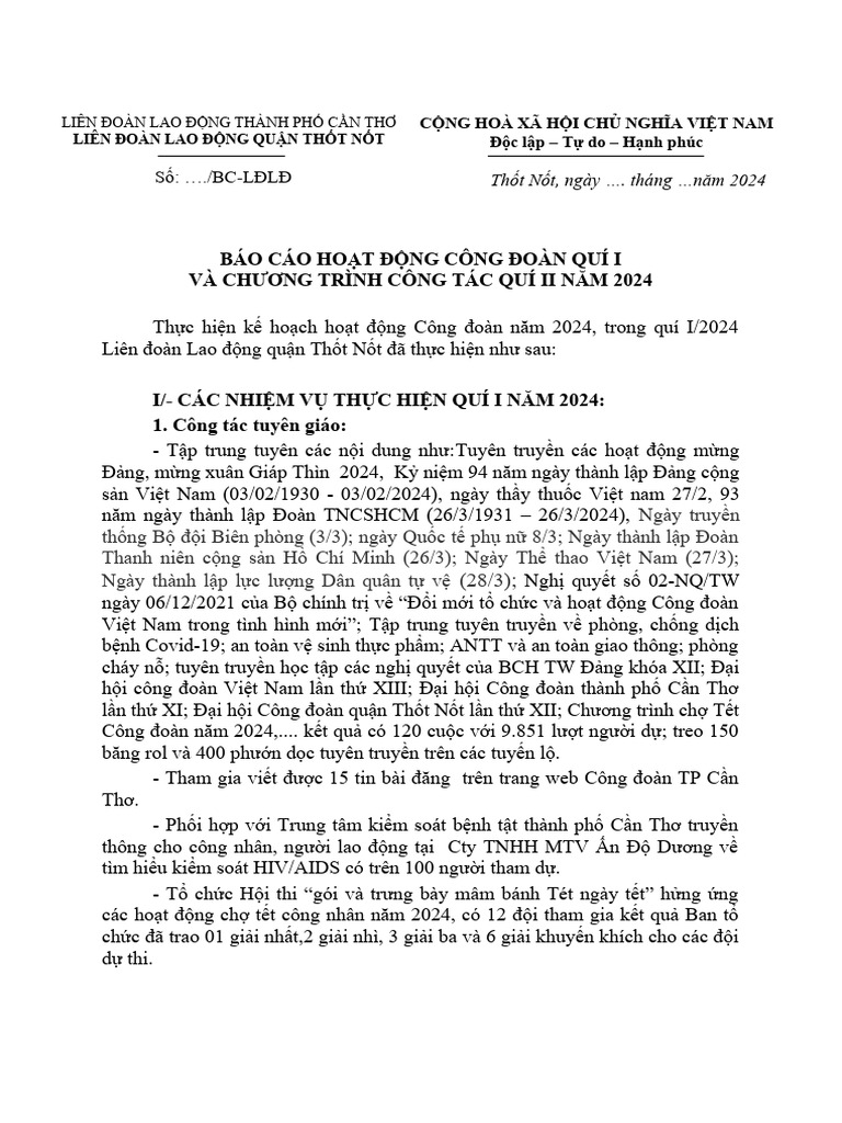 Bao Cao Qui I - 2024 110 | PDF