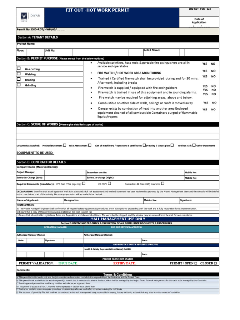 Hot Work Permit | Download Free PDF | Occupational Safety And Health ...