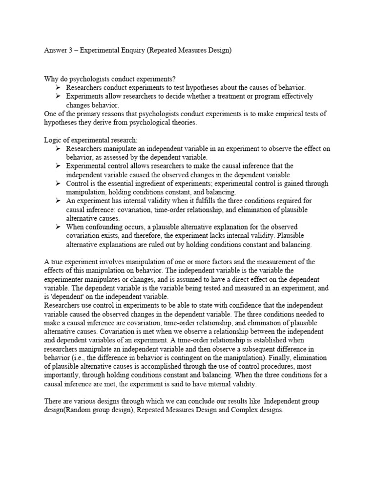 Answer 3 | PDF | Experiment | Causality