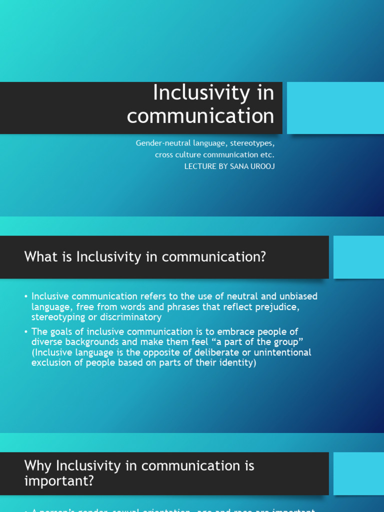 Inclusivity in Communication | PDF | Cross Cultural Communication ...