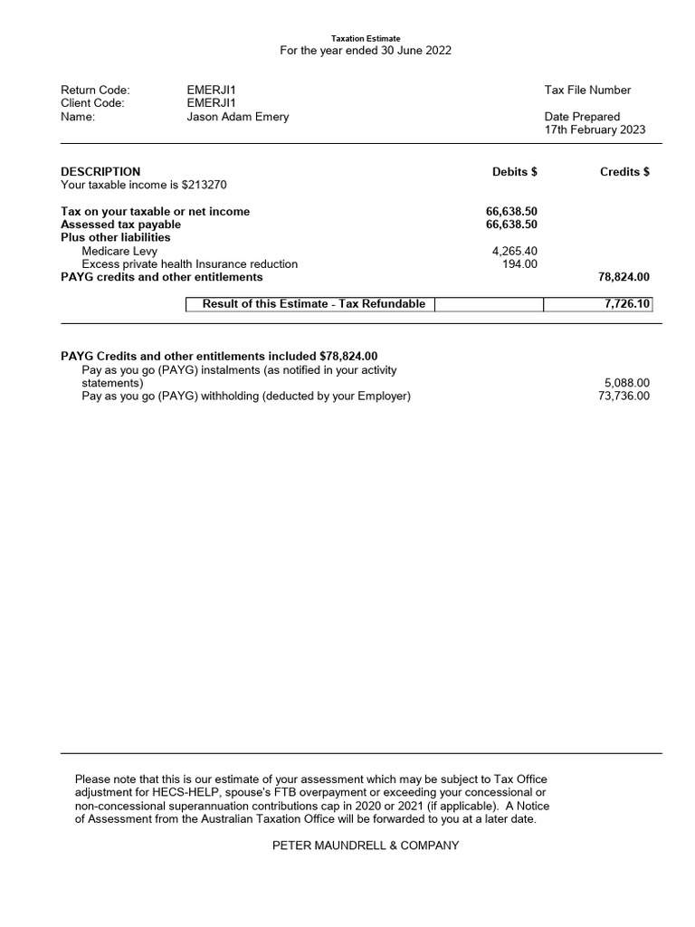 2022 Income Tax Return- Jason Emery | PDF | Taxes | Government Finances