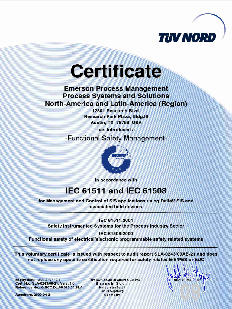 certificate-tuv-certificate-for-na-la-region-deltav-en-55950 | PDF