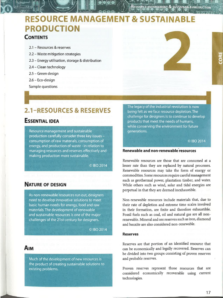 2 Resource Management - Sustainable Production 2-1 | PDF