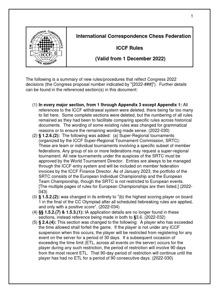 2023 ICCF Rules - Final | PDF