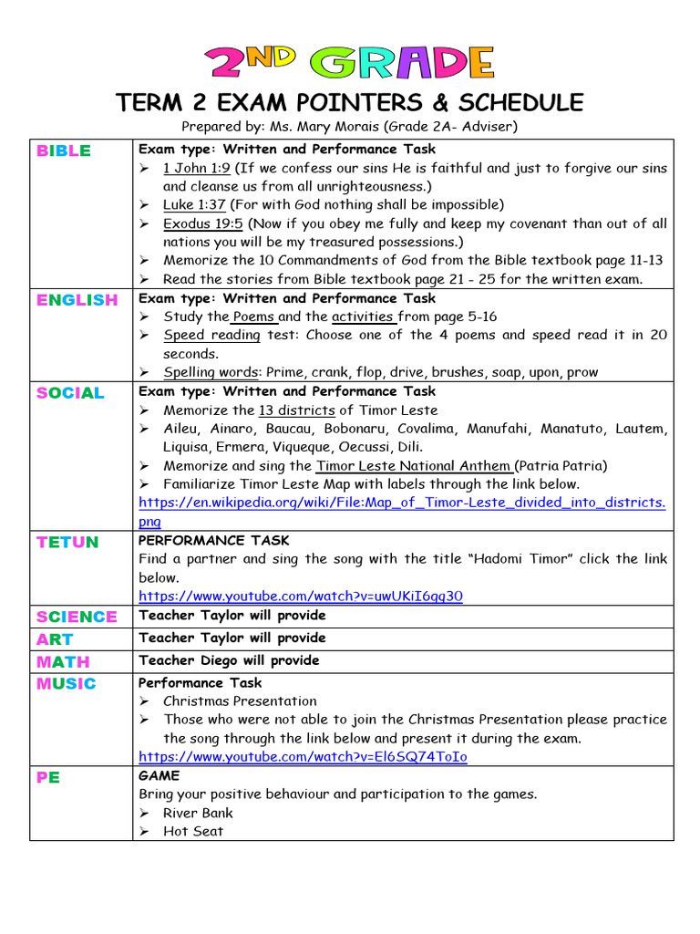 Term 2 Pointers and Schedule-2 | PDF | Religious Belief And Doctrine